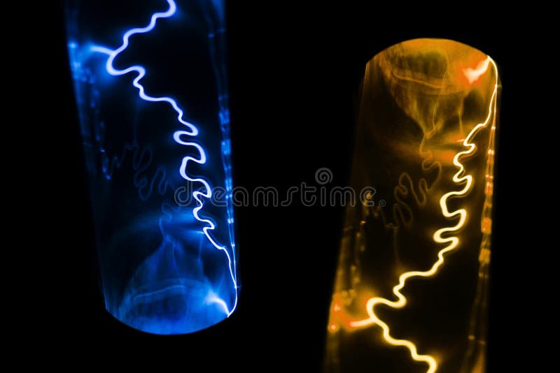 Phantom Blue Lightning and Lush Color Lava on a Black Background. Magic ...