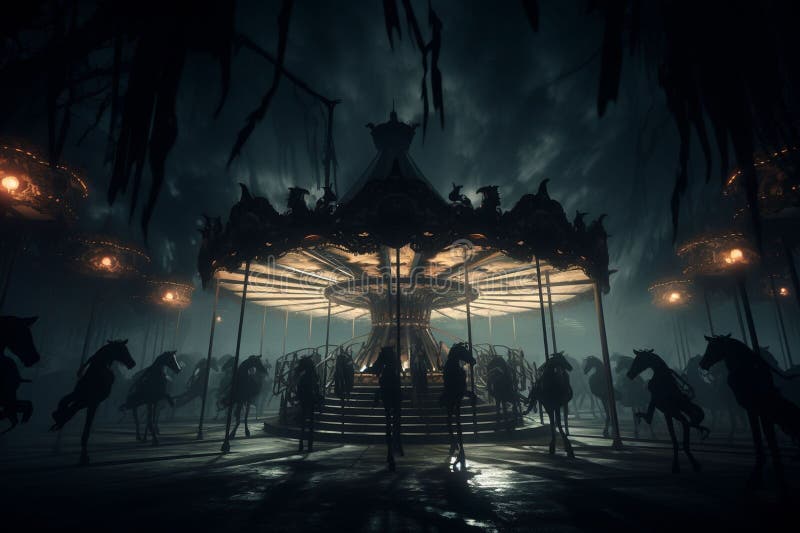 Phantom Carnival MerryGoRound Shadows Shadows Stock Illustration ...