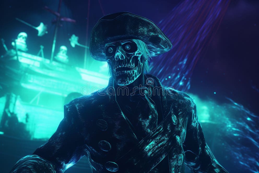 Phantom Shipwrecked Captain Ghosts Ghostly Stock Illustration ...