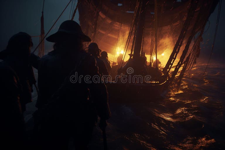 Phantom Shipwrecked Pirate Crew Phantom Pirate Stock Illustration ...