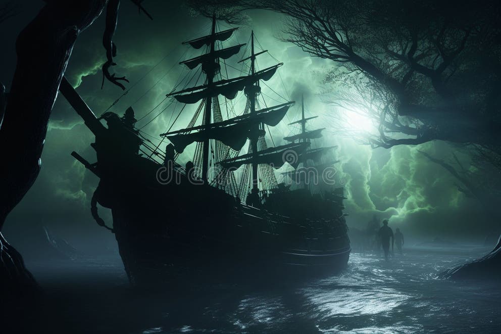 Phantom Shipwrecked Sailor Ghosts Shadows Stock Illustration ...