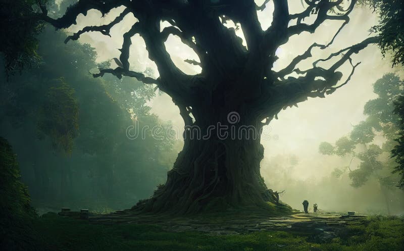 Phantom Tree - Generative AI Stock Illustration - Illustration of blue ...