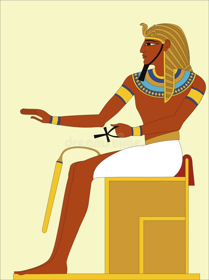 Egyptian Pharaoh Ramses Close Up, Seated on Throne. Stock Illustration ...