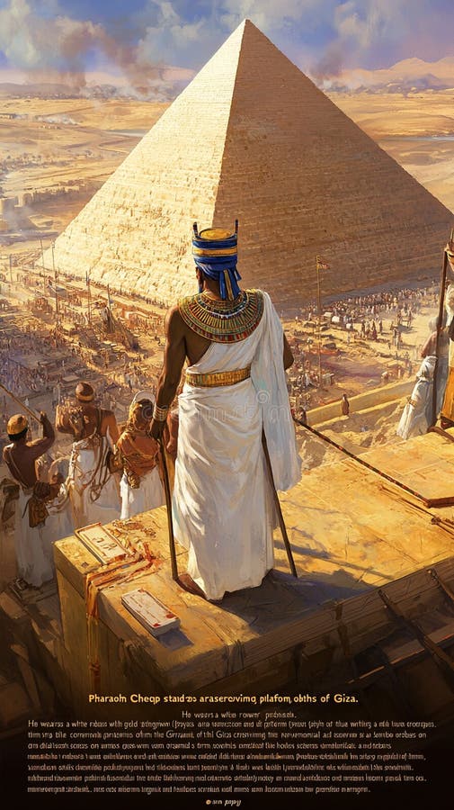 Pharaoh Overseeing Pyramid Construction Stock Illustration ...