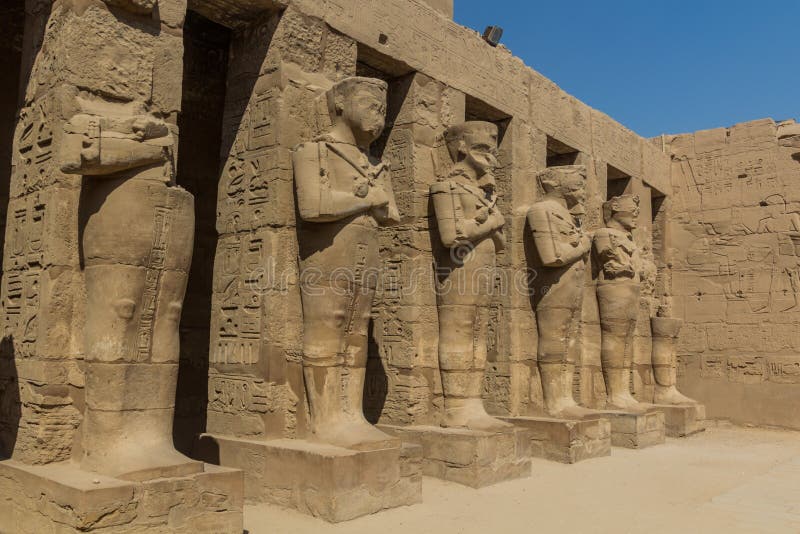 Pharaoh Statues in the Amun Temple Enclosure in Karnak, Egy Stock Image ...