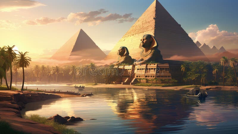 The Pharaohs Oasis City stock illustration. Illustration of buildings ...