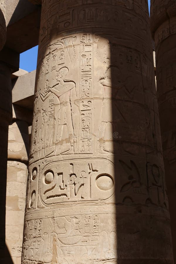 Pharaonic Inscriptions at Karnak Temple - Egypt Stock Image - Image of ...