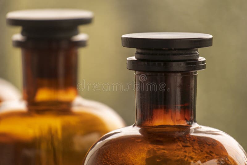 Pharmaceutical Amber Glass Flasks Stock Image - Image of cosmetology ...