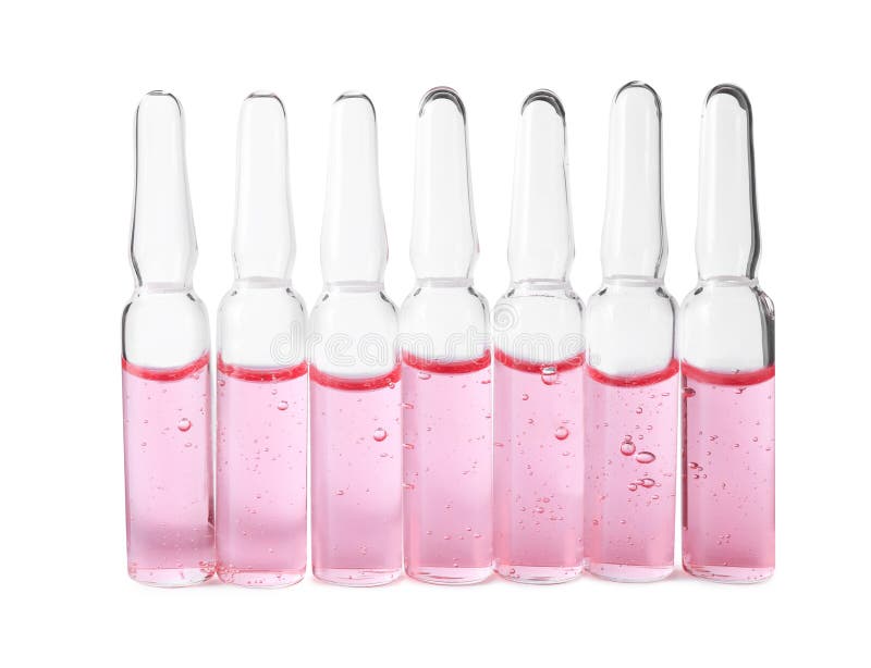 Pharmaceutical Ampoules with Medication on White Background Stock Photo ...