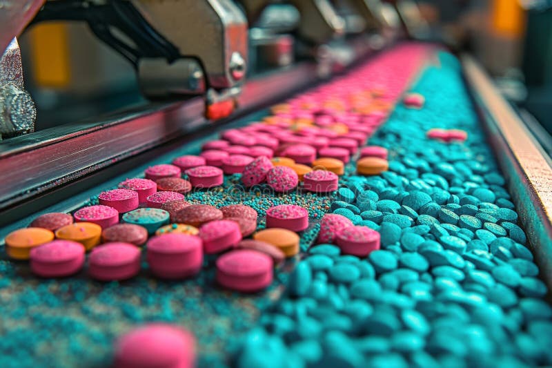Pharmaceutical Capsule Sorting Robot Conveyor Line Stock Image - Image ...