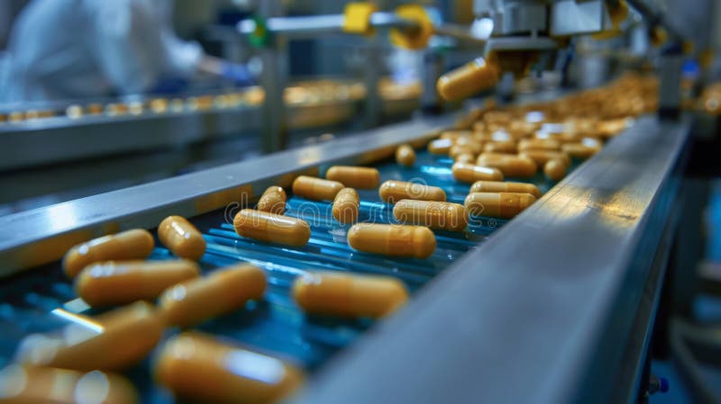 Pharmaceutical Capsules on Production Line in Factory Undergoing ...