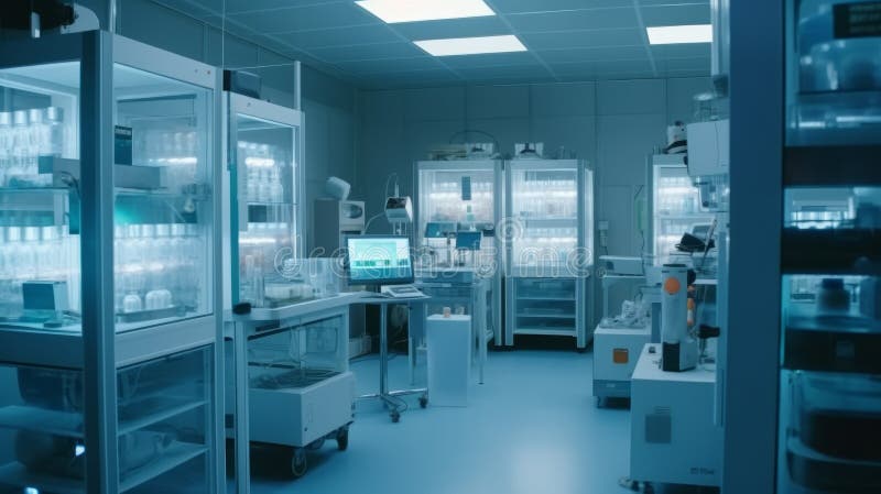 Pharmaceutical Lab Equipment in Clean Room. Generative AI Stock ...