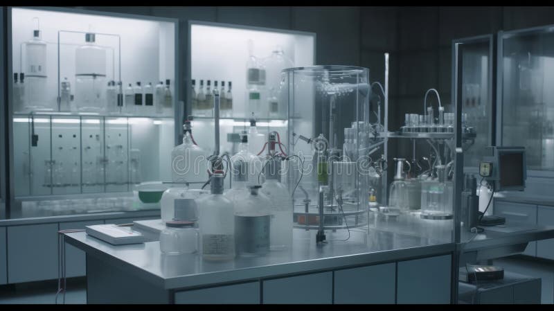 Pharmaceutical Lab Equipment in Clean Room. Generative AI Stock ...