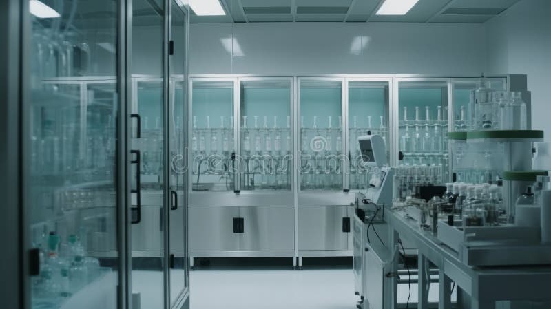 Pharmaceutical Lab Equipment in Clean Room. Generative AI Stock ...