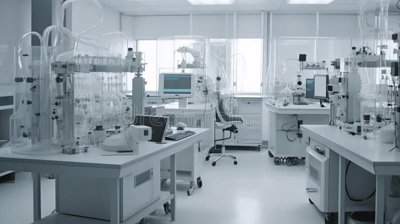 Pharmaceutical Lab Equipment in Clean Room. Generative AI Stock ...