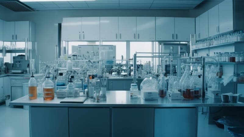 Pharmaceutical Lab Equipment in Clean Room. Generative AI Stock ...