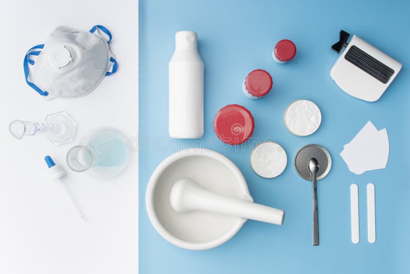 Pharmaceutical Lab Equipment Flat or Top View Stock Photo - Image of ...