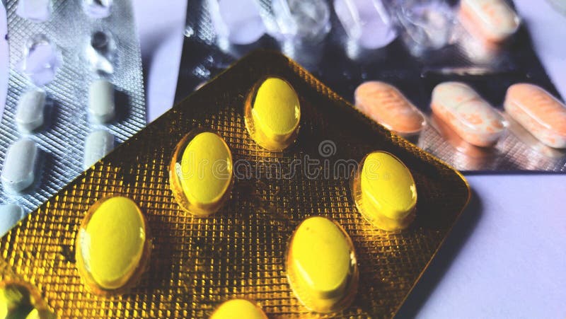 Pharmaceutical Medicines Capsules and Tablets Packets Stock Image ...