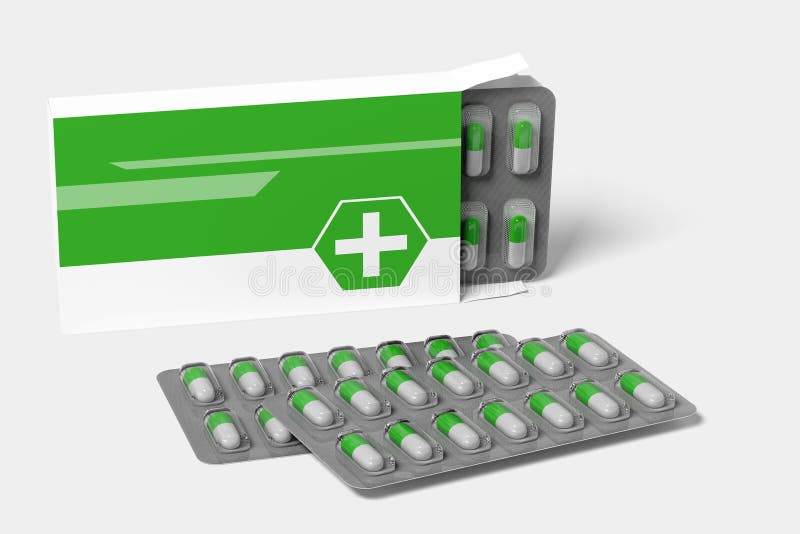 Pharmaceutical Packaging Mockup - 3d Rendering Stock Illustration ...