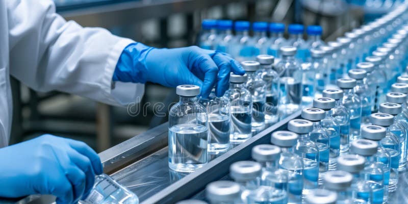 Pharmaceutical Production the Process of Assembling Vaccine Vials on an ...