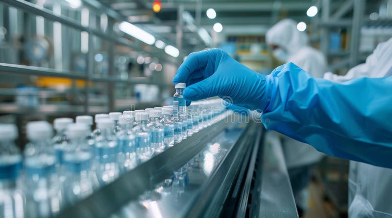 Pharmaceutical Production the Process of Assembling Vaccine Vials on an ...