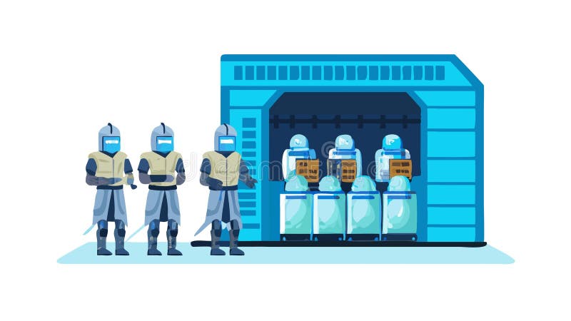 Pharmaceutical Production. Workers in Cleanroom Environment, Vector ...