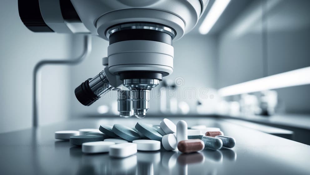 Pharmaceutical Tablets in the Laboratory, Microscope, Product Quality ...