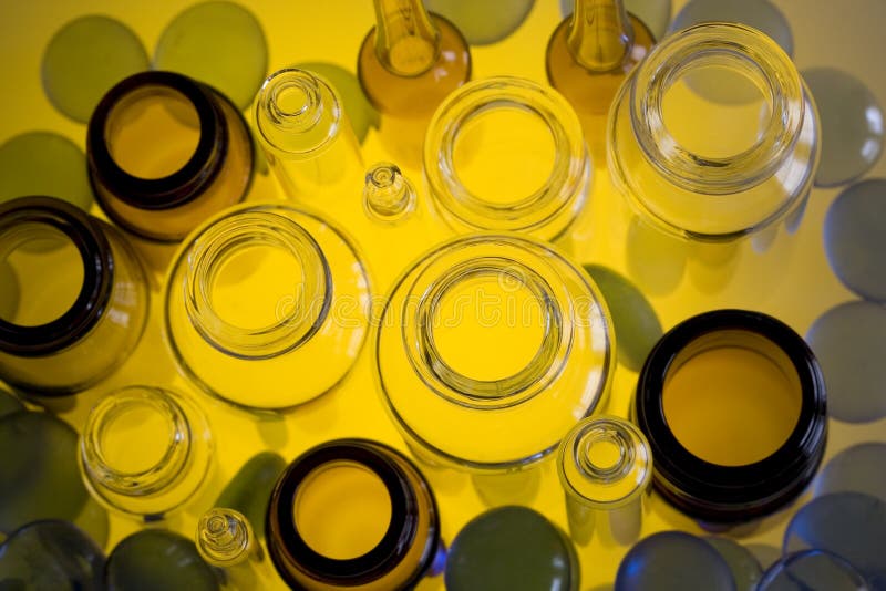 Pharmaceutical Vials in Yellow Stock Image - Image of vial ...
