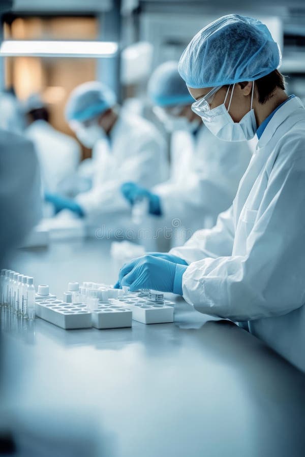 Pharmaceutical Workers in Lab Coats Demonstrate Efficiency and ...