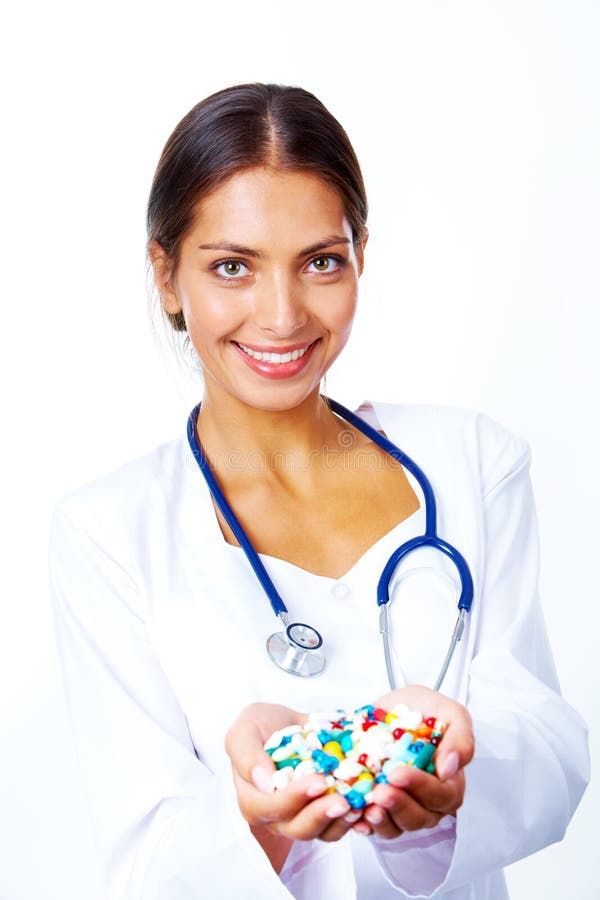 Pharmaceutist stock image. Image of holds, isolated, medication - 15872801