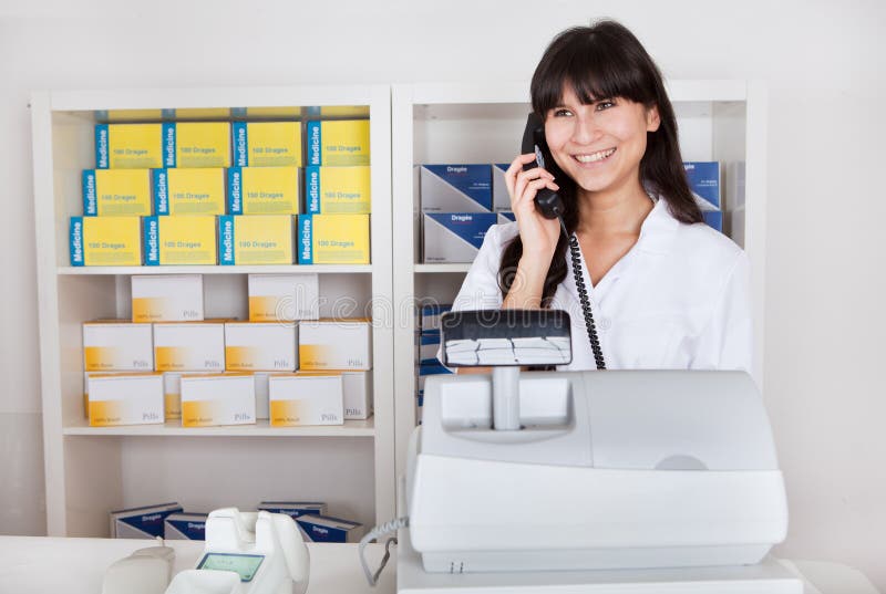 Pharmacist Calling on the Phone Stock Image - Image of assistance ...