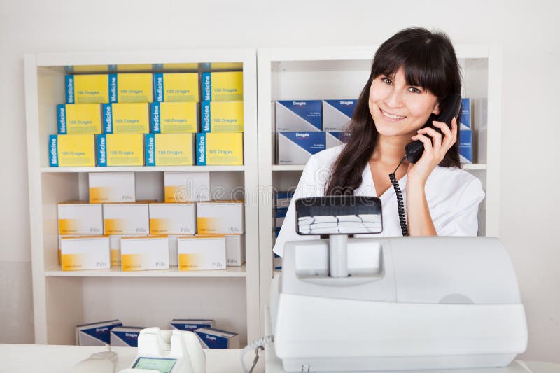 Pharmacist Calling on the Phone Stock Photo - Image of healthcare ...