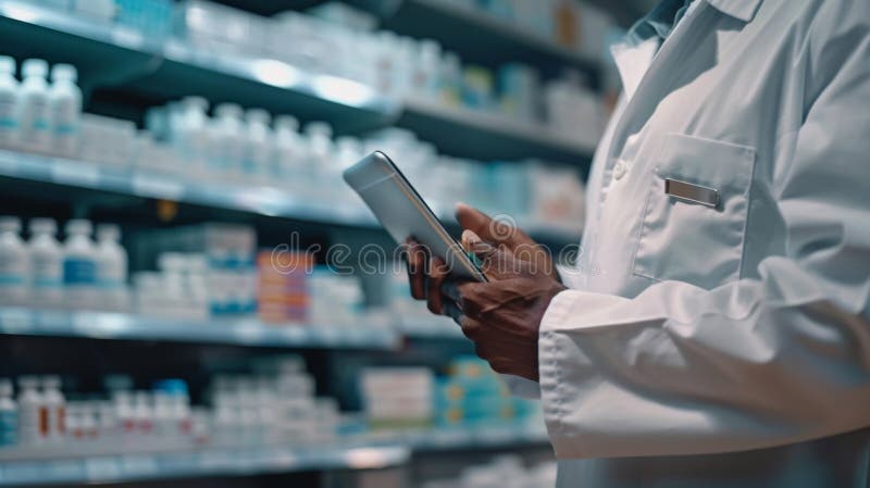 Pharmacist Using Smartphone Pharmacy Ai Generated Stock Photos - Free ...