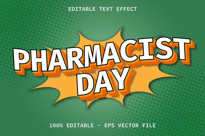 Pharmacist Day with Modern Comic Style Editable Text Effect Stock ...