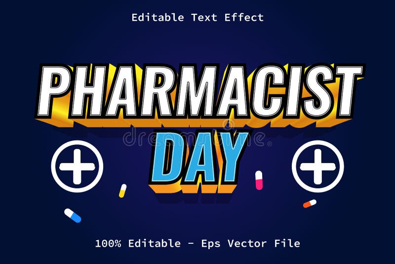 Pharmacist Day Modern Style Editable Text Effect Stock Vector ...