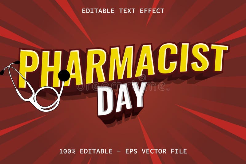 Pharmacist Day with Modern Style Editable Text Effect Stock Vector ...