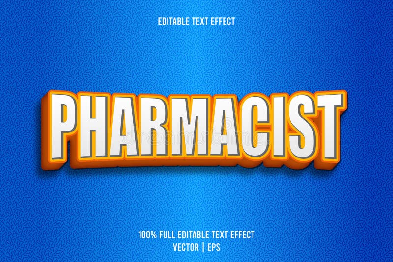 Pharmacist Editable Text Effect 3 Dimension Emboss Cartoon Style Stock ...