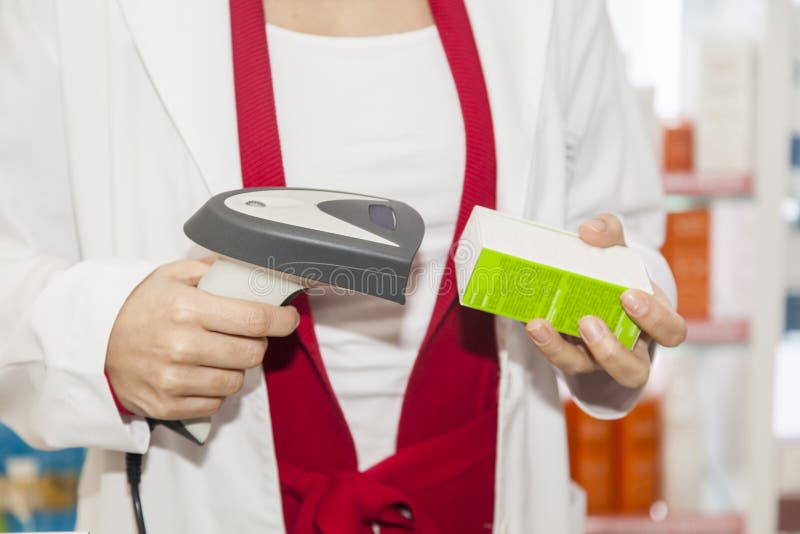 Pharmacist Getting Read Barcode of Doctor Prescription Stock Image ...
