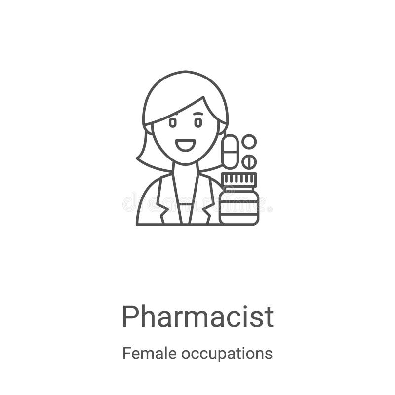 Pharmacist Icon Vector from Female Occupations Collection. Thin Line ...