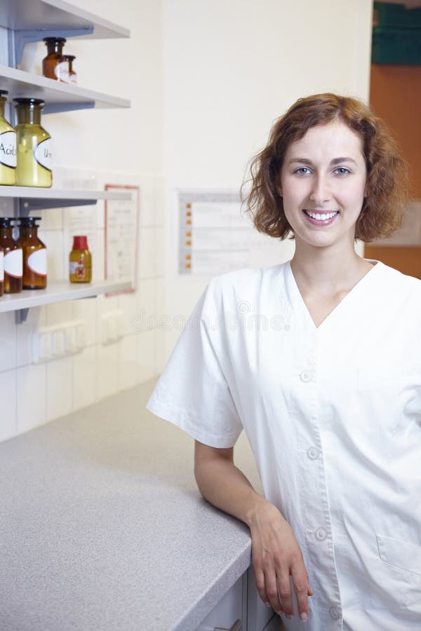 Pharmacist in lab stock photo. Image of european, female - 12113860