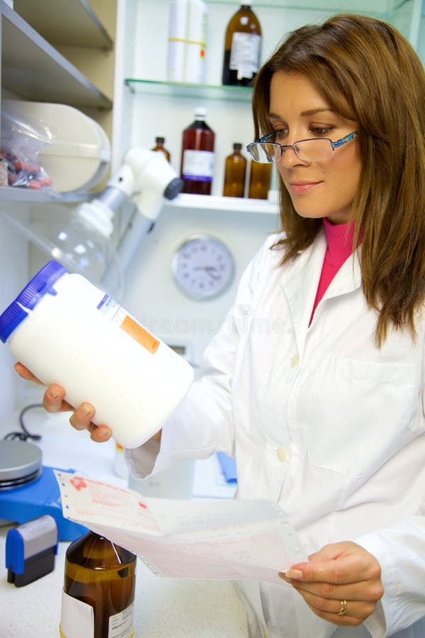 Pharmacist in Lab Working on Medicine Medium Shot Stock Photo - Image ...