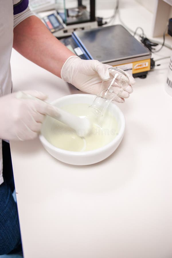 Pharmacist Makes Ointments for Medicines in Laboratory Stock Photo ...