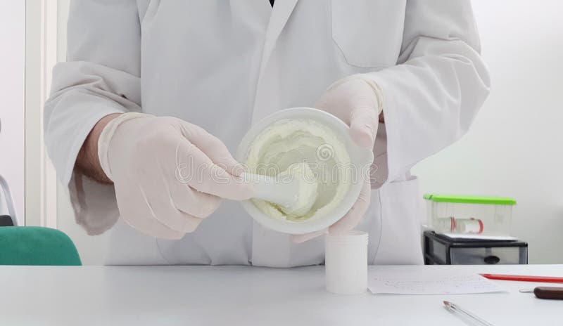 Making a Cream in the Pharmacy Laboratory Stock Photo - Image of mortar ...