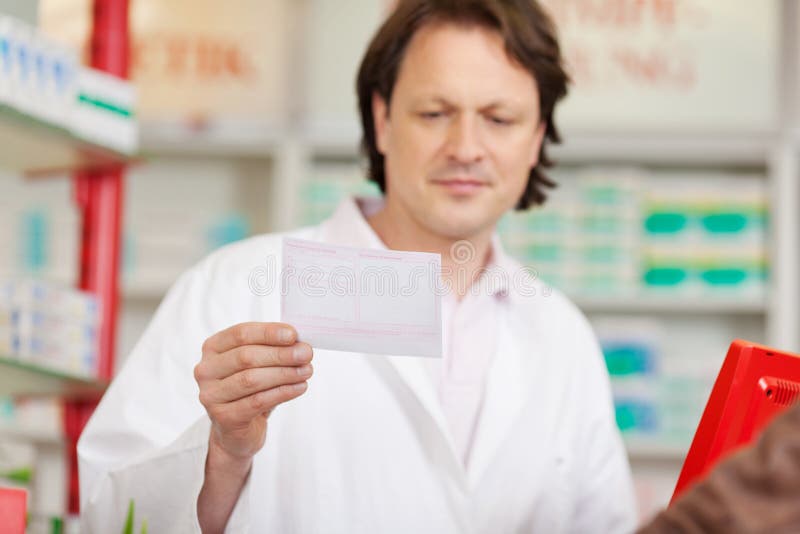 Pharmacist Reading Prescription Stock Image - Image of reading, mature ...