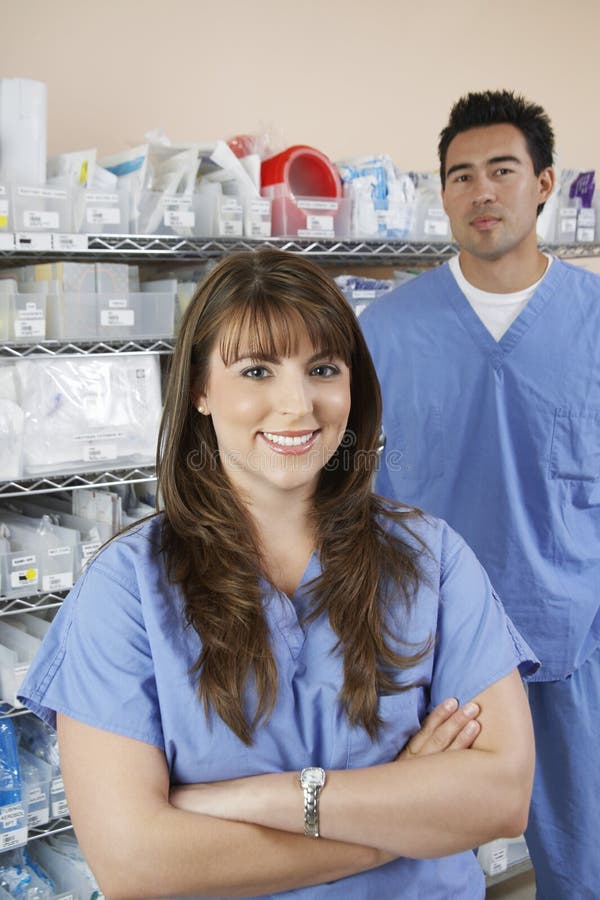Nurses Arranging Stock in Storage Room Stock Image - Image of ...