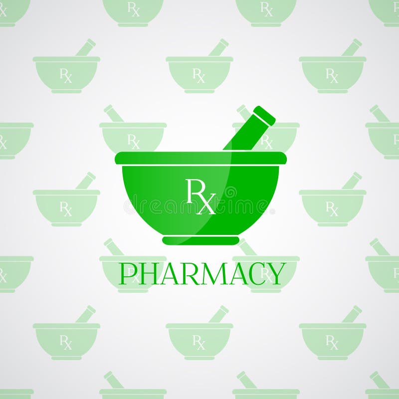 Pharmacy Symbol - Mortar in Green Color Stock Vector - Illustration of ...