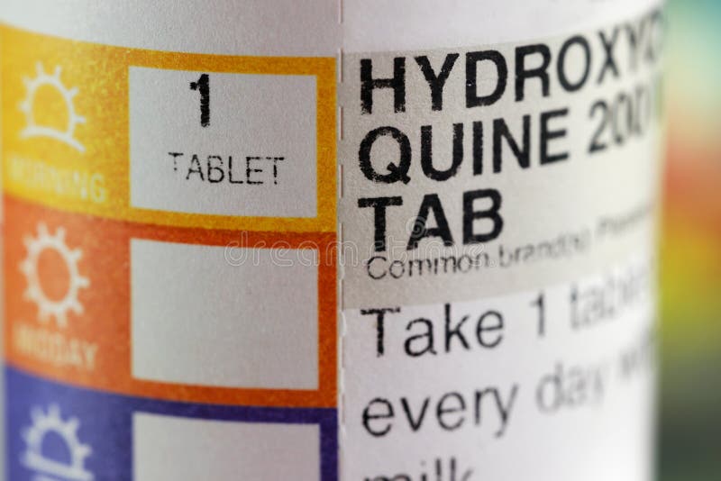 Pharmacy Bottle with Label of Hydroxychloroquine Medication Stock Photo ...