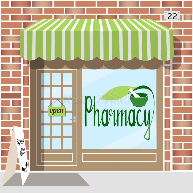 Pharmacy store front stock vector. Illustration of graphic - 74169083