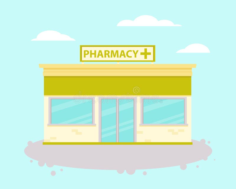 Pharmacy Building Isolated on White Background. 3D Illustration Stock ...