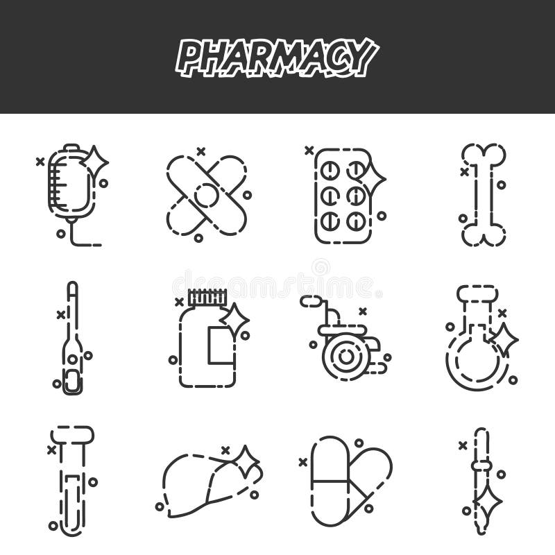 Pharmacy Cartoon Concept Icons Stock Vector - Illustration of care ...